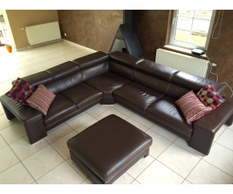 Divan en cuir brun fonc